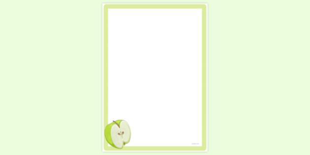 FREE! - Green Half Apple Page Border | Page Borders | Twinkl