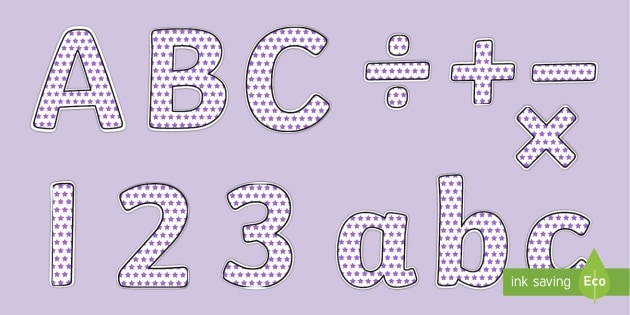 👉 White with Purple Stars Display Letters and Numbers Pack