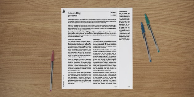 GCSE Poetry Notes for Study - Love's Dog