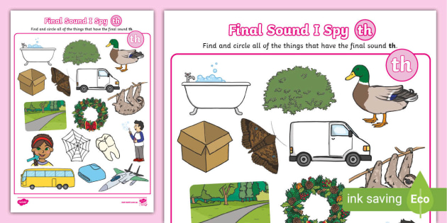 Final Sounds I Spy: Digraph ‘th’ (teacher made)