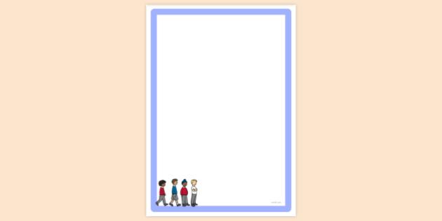 FREE! - Four Children in a Line Page Border | Page Borders | Twinkl