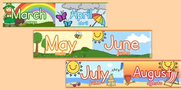 Months of the Year Display Borders Portuguese Translation