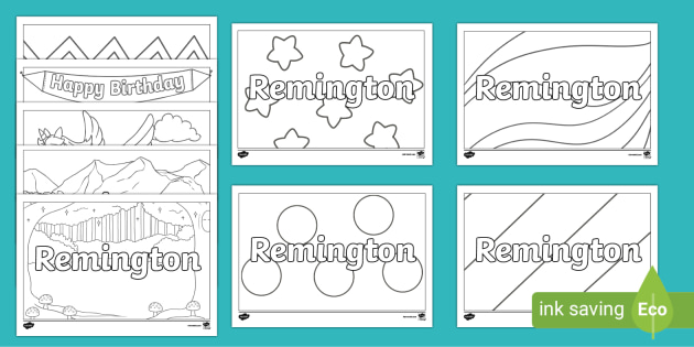 FREE! - Remington Name Simple Colouring Activity Sheets