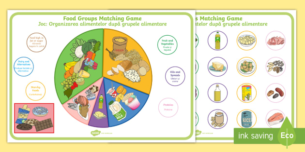 Food Groups Matching Game English/Romanian (teacher made)