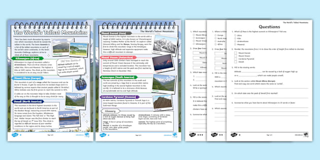 Geography Reading Comprehension • Twinkl.ca