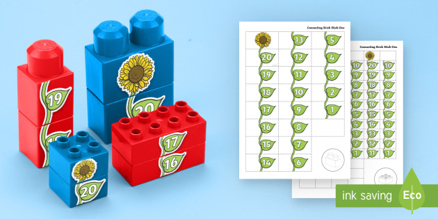 Number Sunflower to 20 Connecting Bricks Game (Teacher-Made)