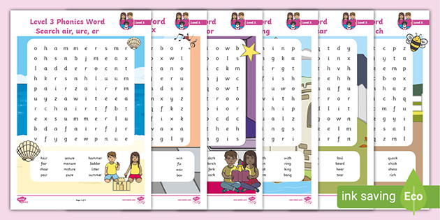 Level 3 Phonics Word Search Pack (teacher made)
