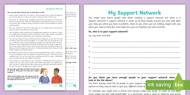 My Support Network Worksheet / Worksheet (teacher made)