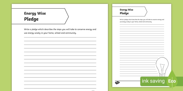 Energy Wise Pledge Worksheet (teacher made)