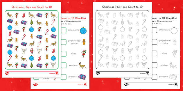 Christmas I Spy and Count to 10 Activity (teacher made)