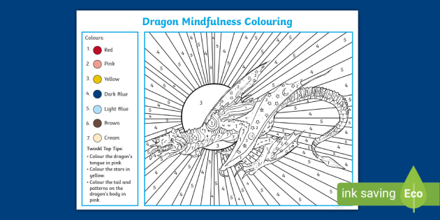 FREE! - Dragon Mindfulness Colour by Number (teacher made)