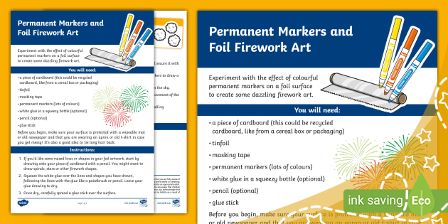 Permanent Markers and Foil New Year Firework Art