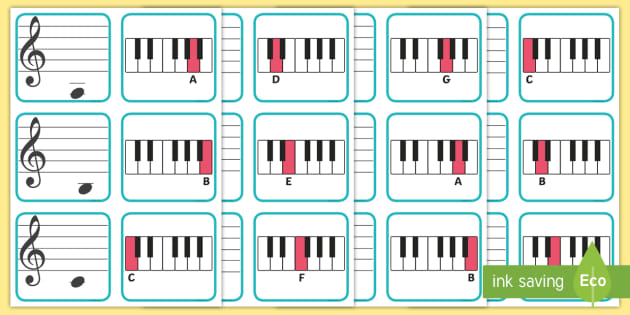 Treble Clef Piano Musical Note Recognition Flashcards