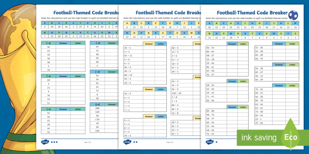 LKS2 The World Cup Code Breaker Differentiated Worksheets