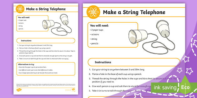 Make a String Telephone Craft Instructions (teacher made)