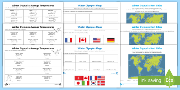 Winter Olympics Geography Project Activity Pack