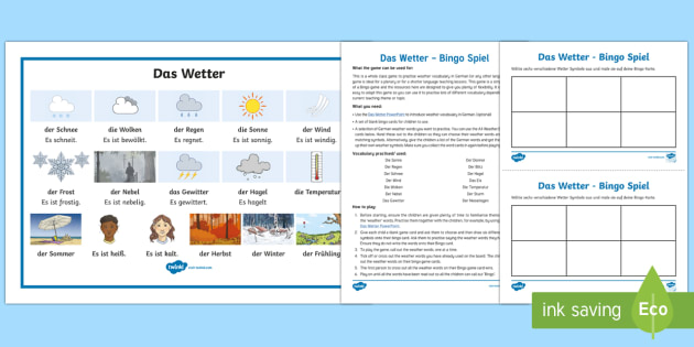 Weather Bingo German (teacher made)