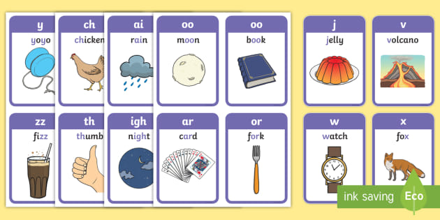 Phase 3 Sound, Picture and Word Flashcards (teacher made)