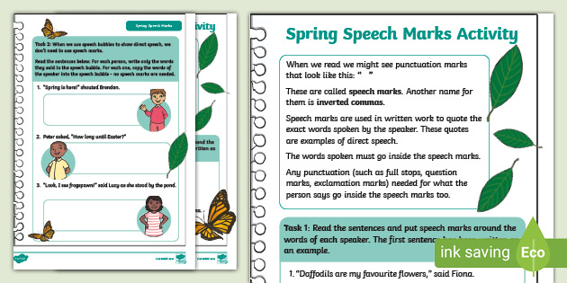 Speech Marks Spring Activity (teacher made)
