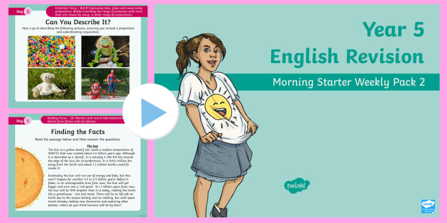 Year 5 English Revision Morning Starter Weekly PowerPoint Pack 2