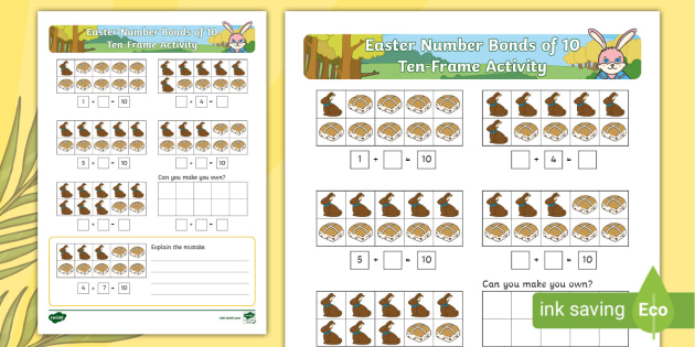 👉 Easter Number Bonds of 10 Ten-Frame Activity