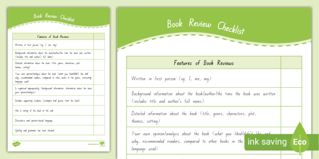 Level 3 Writing - Book Review Checklist (teacher made)