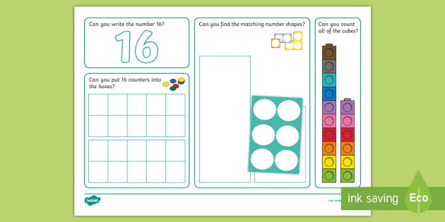 All About Number 16 Activity Mat (teacher made)