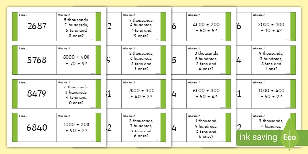 Place Value Loop Cards 4 Digits (teacher made)