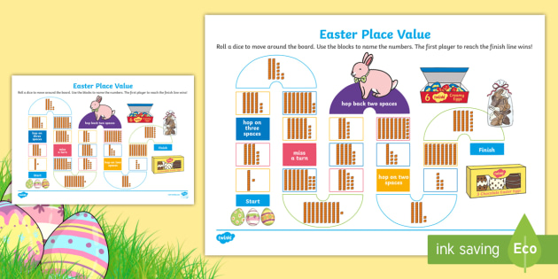 Year 1 Easter Base 10 Place Value Board Game