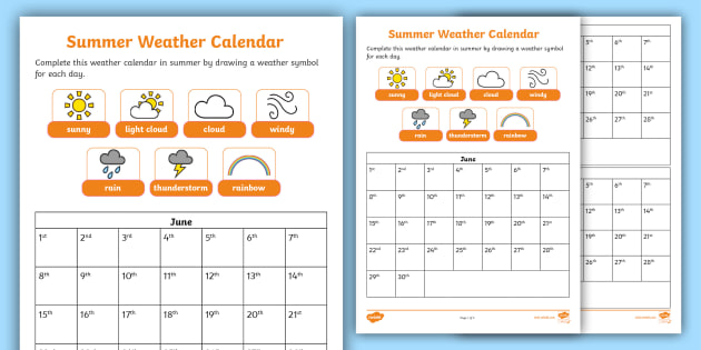 Summer Weather Report Activity Sheet (teacher made)