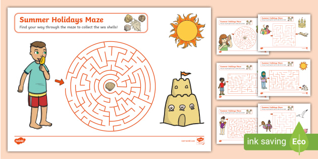FREE! - Summer Holiday Maze Activity Worksheets
