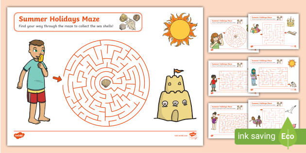 Summer Fun Maze Puzzle Pack - Twinkl Puzzled
