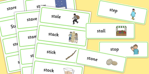 Initial 'st' Blend Word Cards (teacher made)