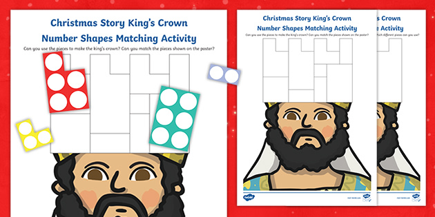 👉 Christmas Story King's Crown Number Shape Outline and Matching Posters