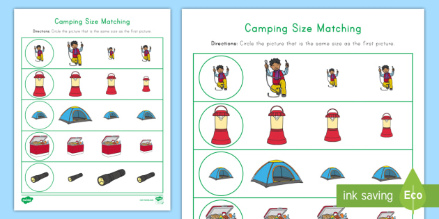 Camping Size Matching Activity
