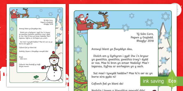 Father Christmas Welsh Second Language Letter (teacher made)