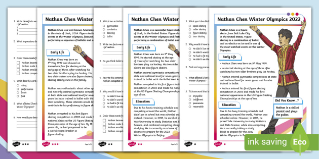 KS2 Nathan Chen Winter Olympics Athlete Differentiated Reading ...