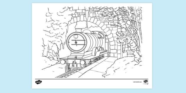 FREE! - Old Railway Colouring Page (teacher made)