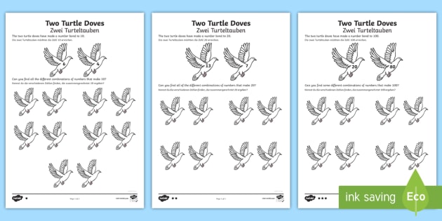 Two Turtle Doves Worksheet / Worksheets English/German
