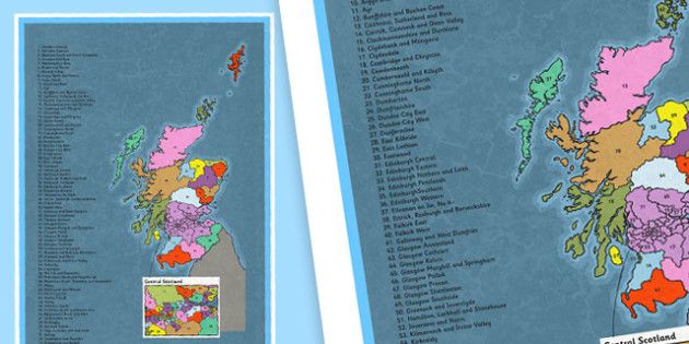 Scottish Parliament Elections Constituency Map Poster
