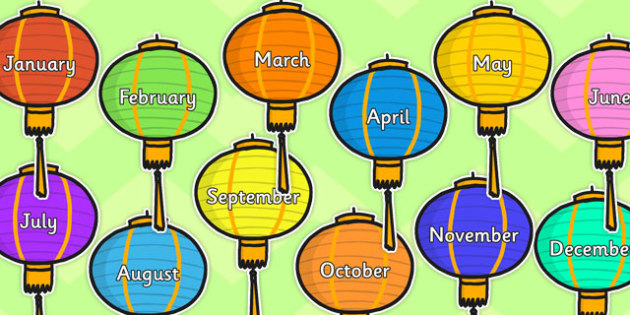 Months of year on Chinese Lanterns (teacher made)