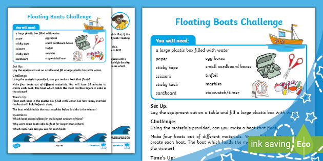 Floating Boats Challenge Craft Instructions (teacher made)