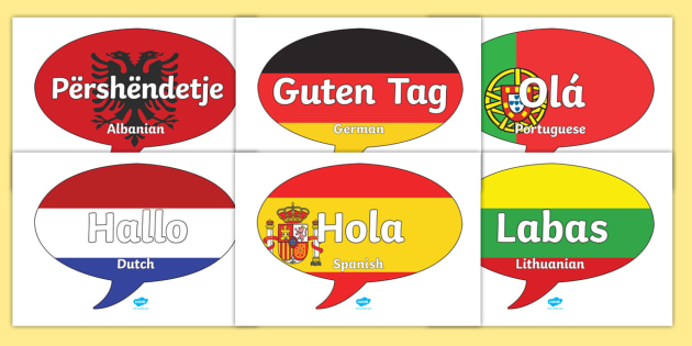 FREE! - Mixed Language Hello Speech Bubble Signs - Mixed Language Hello