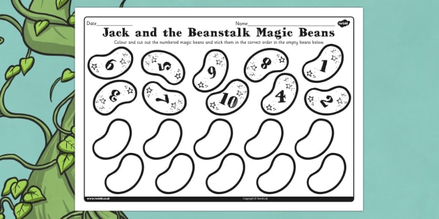 Jack and the Beanstalk Magic Bean Number Ordering 1-10 - number
