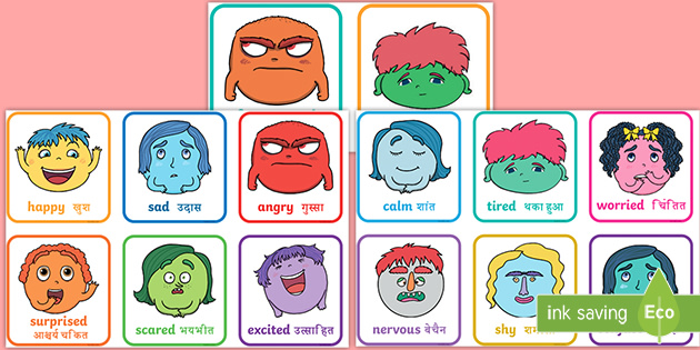 Mood Monster Card - English/Hindi Vocabulary (teacher made)