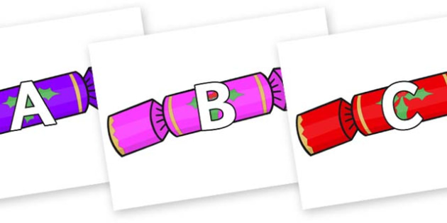 A-Z Alphabet on Multicolored Crackers