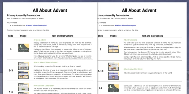 All About Advent Assembly Script (teacher made)
