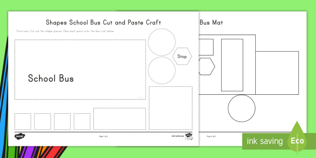 Shapes Bus Cut and Paste Activity - USA, Back to School