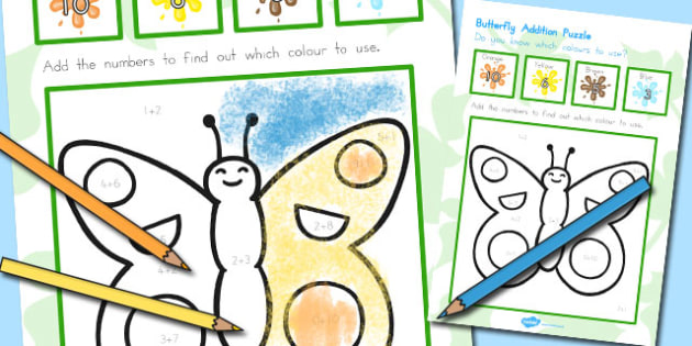Butterfly Addition Puzzle - australia, butterfly, addition, puzzle