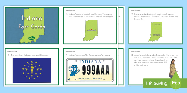Indiana Fact Cards (teacher made)